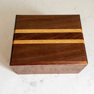 Walnut Keepsake Box With Hickory Detailing - Etsy