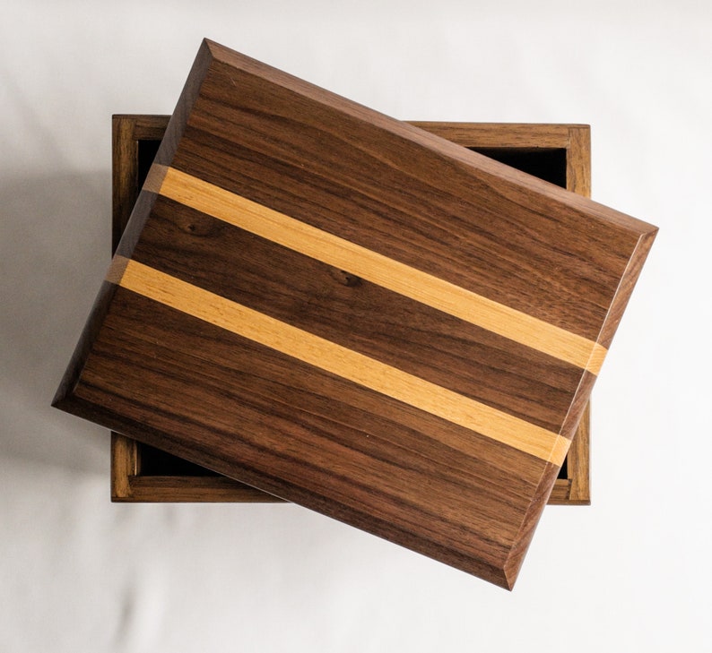 Walnut Keepsake Box With Hickory Detailing | Etsy