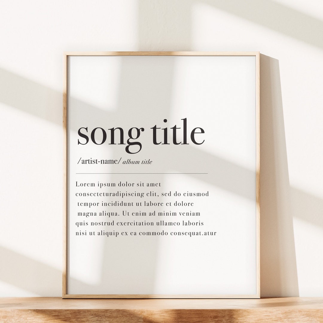 Custom Song Lyric Minimalist Print, Downloadable Vintage Personalized ...