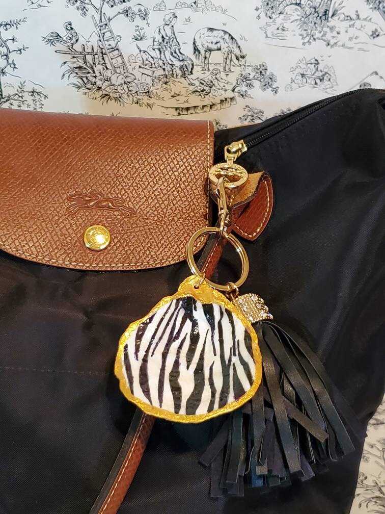 Oyster Shell Key Ring Zebra - Etsy Canada