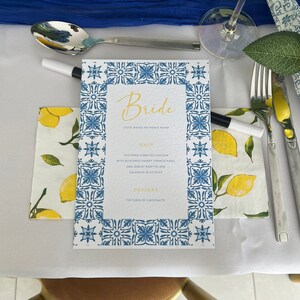Mediterranean Themed Menu - Personalised With Guests Name | Hen Party Menu | Hen Weekend | Hen ...
