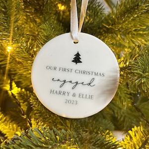 Personalised First Christmas Engaged Bauble Engagement Gifts Couple ...