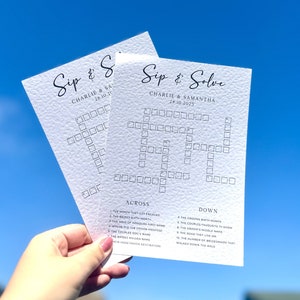 Sip & Solve Wedding Table Cards | Wedding Activity Pack | Wedding Games ...