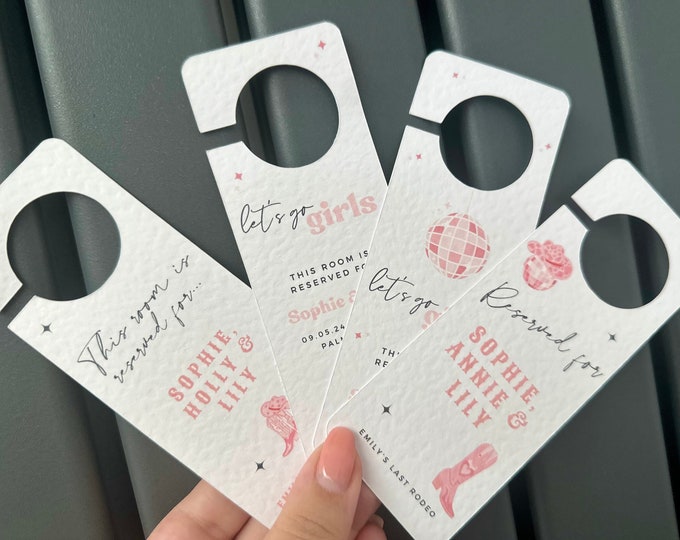 Personalised Hen Weekend Door Hangers: Rodeo Theme, Reserved Room Tags ...