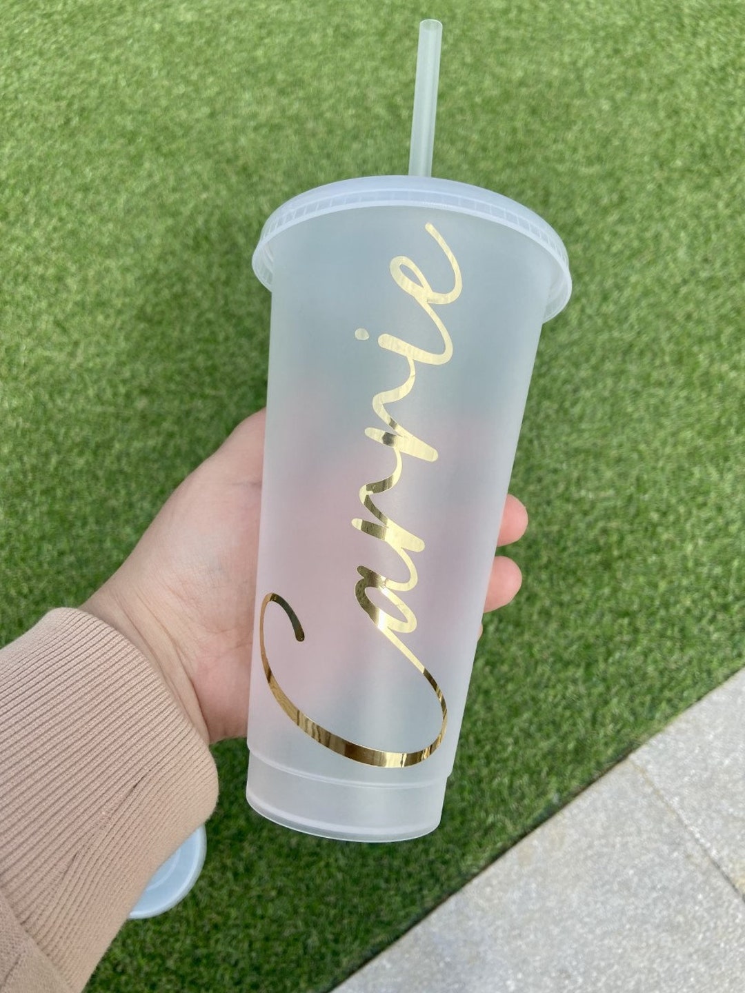 Personalised Frosted Cold Cup Personalised Cold Cup Sticker Iced Coffee ...