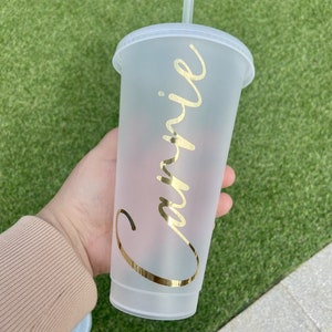 Personalised Frosted Cold Cup Personalised Cold Cup Sticker Iced Coffee ...