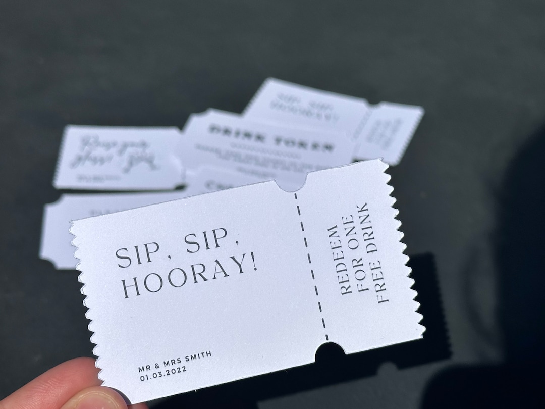 Drink Tokens - Perfect for a Wedding or Party | 11 Designs - Choice of ...