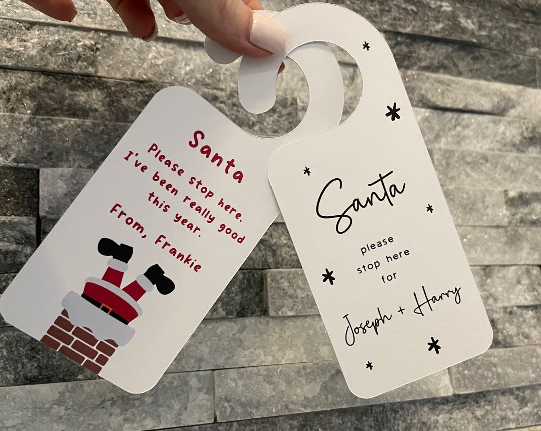 Personalised Santa Stop Here Door Hangers - 5 Designs | White Luxe ...