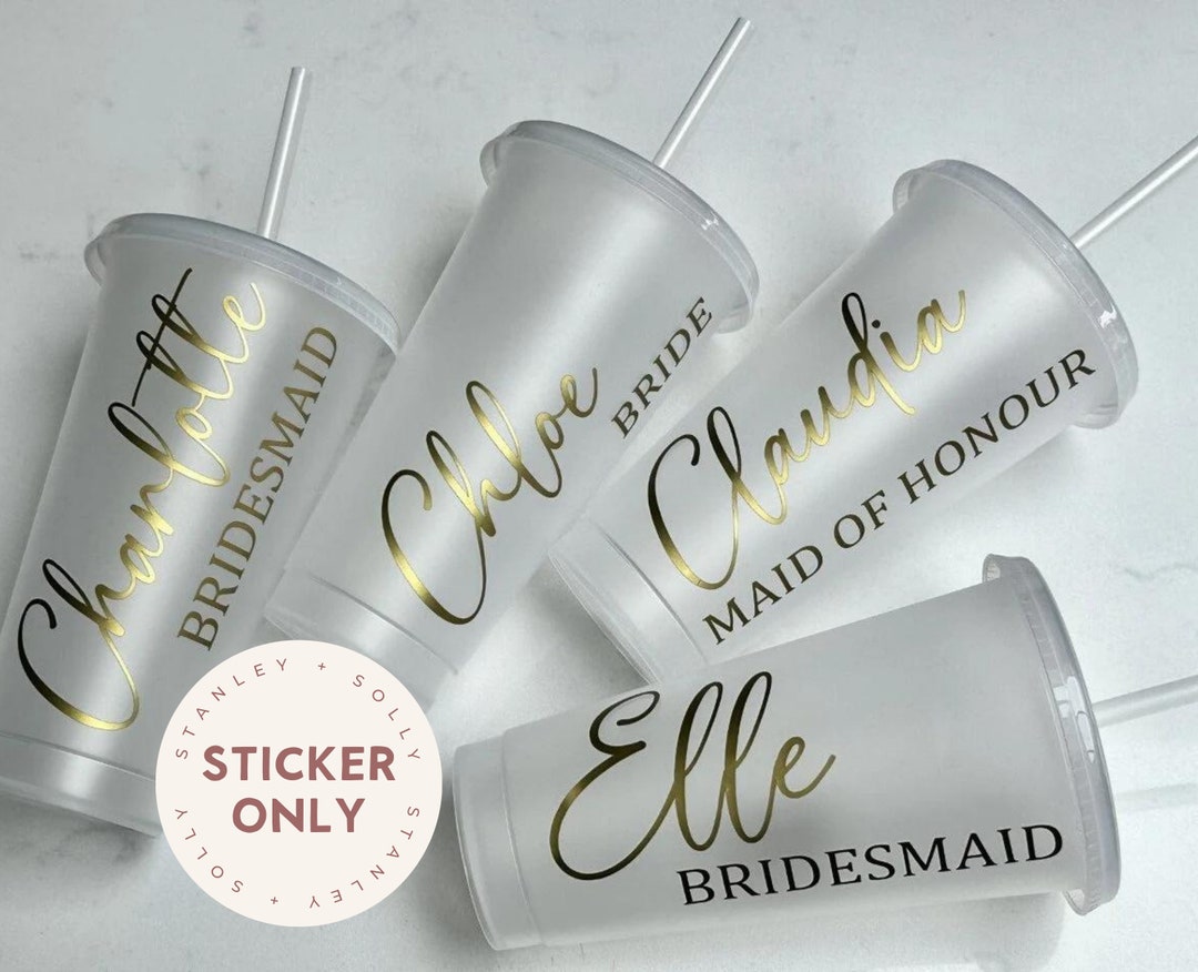 Personalised Bridal Party Frosted Cold Cup Decal | Personalised Cold ...