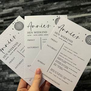 Custom Hen Itineraries Disco Ball Theme Hen Weekend Itinerary Hen Do ...