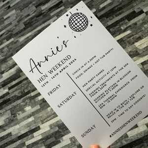 Custom Hen Itineraries - Disco Ball Theme | Hen Weekend Itinerary | Hen ...
