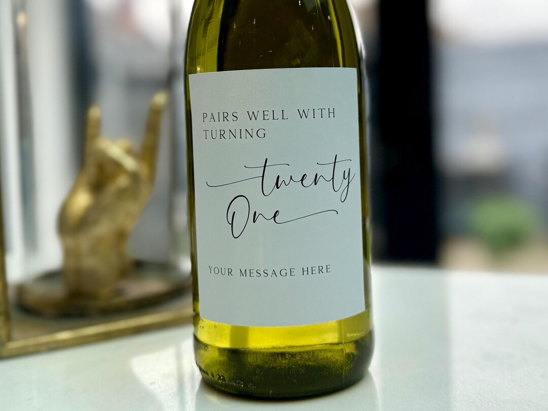 Pairs Well With Turning 21 Wine Label: Birthday Bottle Sticker - Etsy