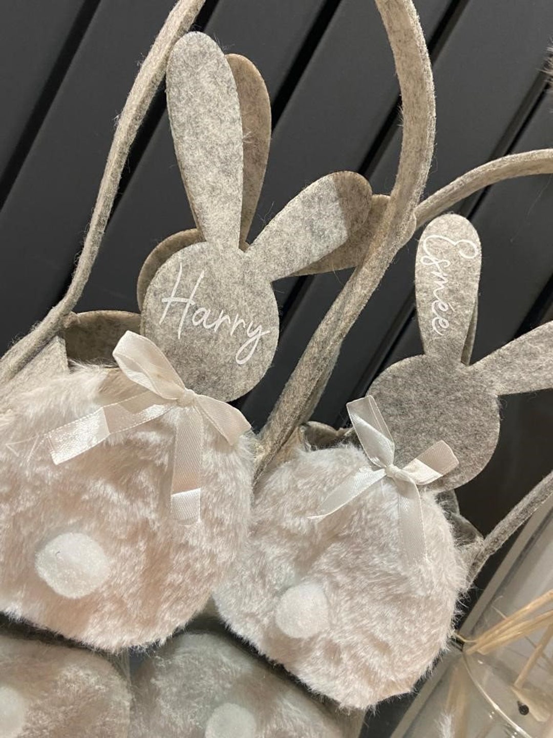 Personalised Easter Bunny Basket Easter Egg Hunt Treat Bags Easter ...