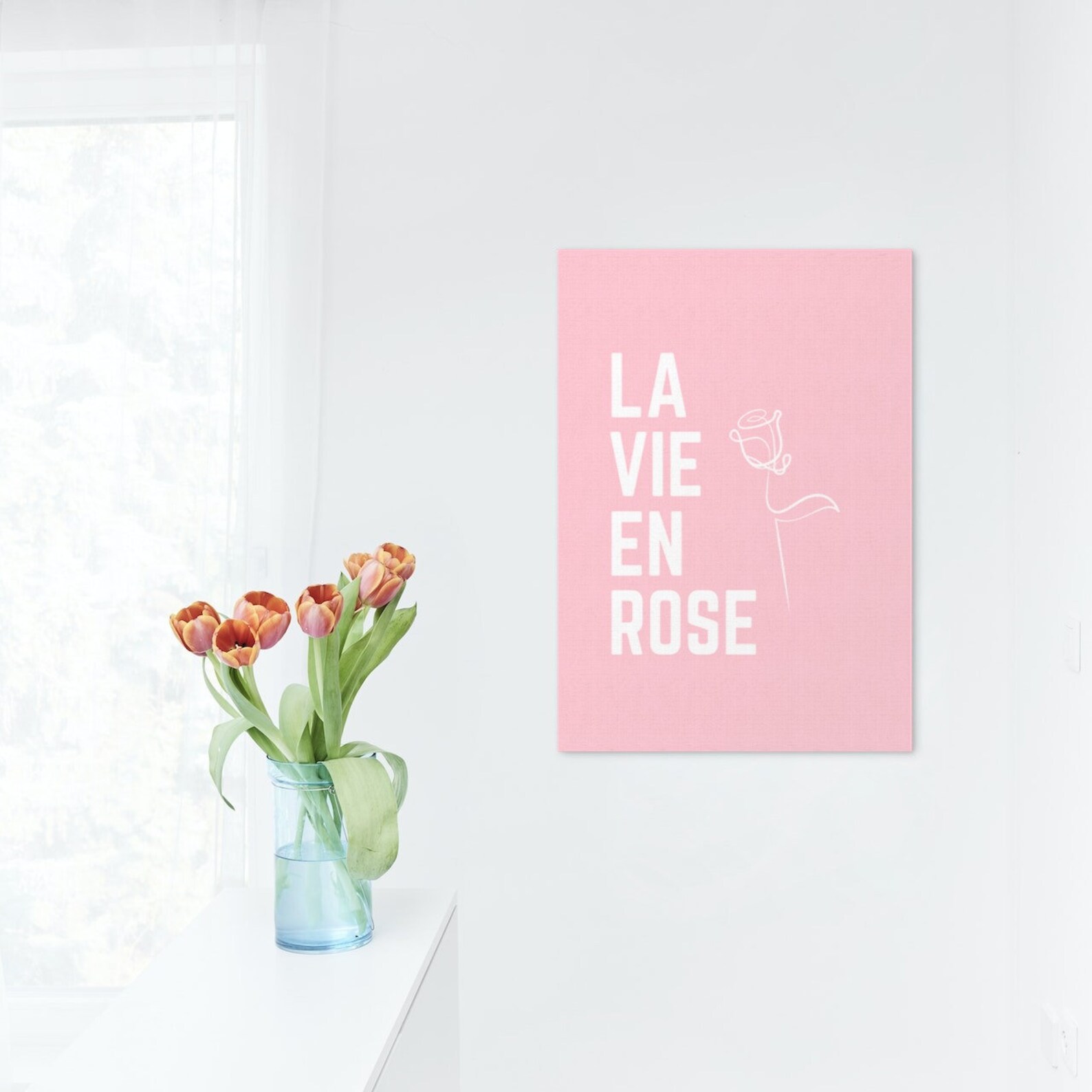 La Vie En Rose, French Pink Wall Art Digital Download, Minimalistic ...