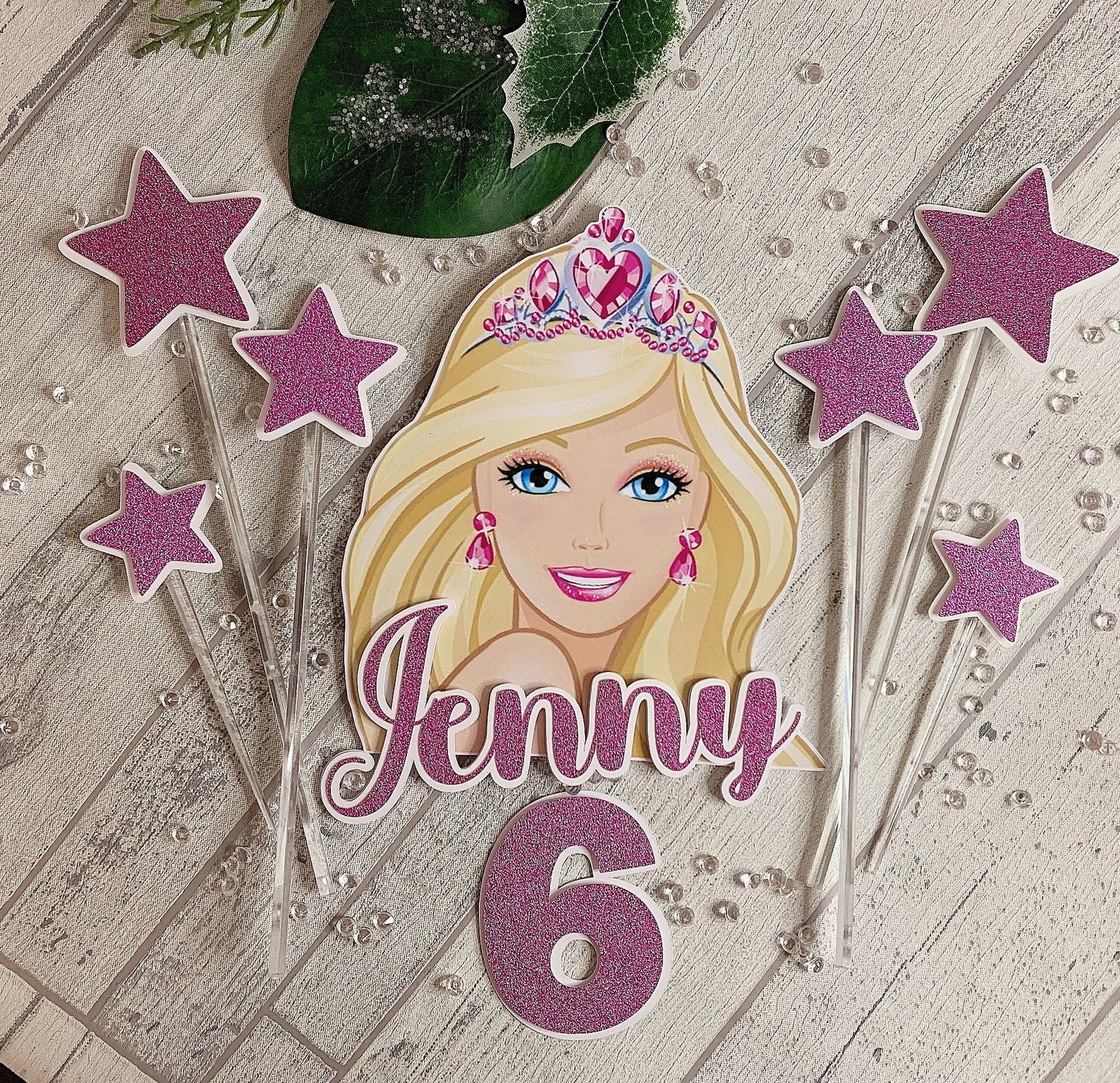 Barbie Themed Glitter Cake Topper Personalised With Name & Age | Etsy UK