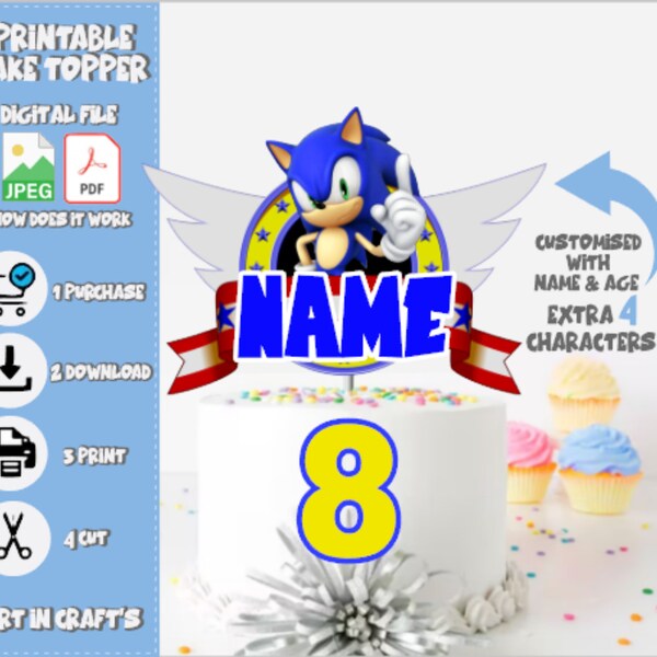 Sonic Pdf Cake Topper - Etsy