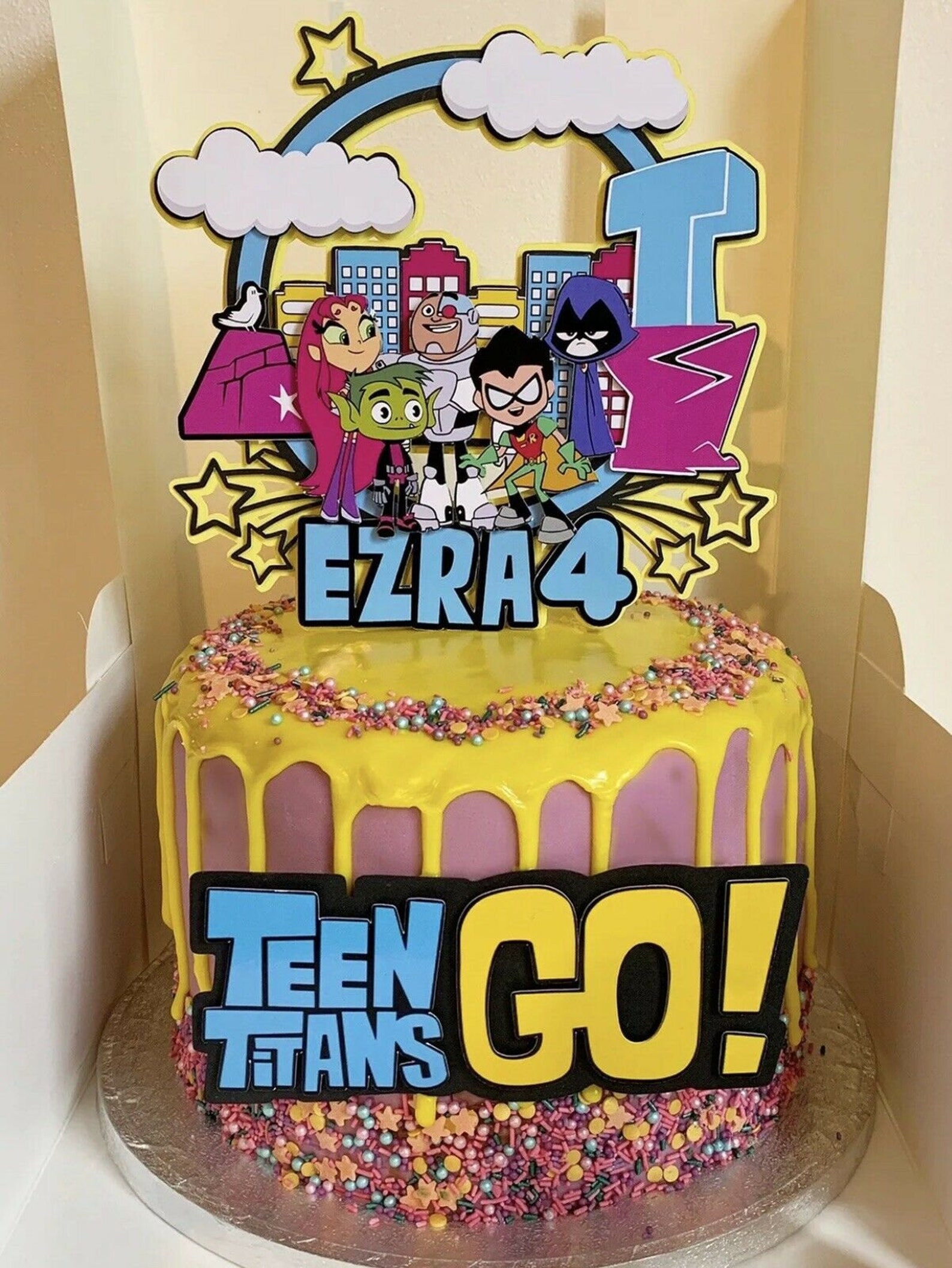 Teen Titans Go 3D Edition Cake Toppers Personalised With Name | Etsy UK