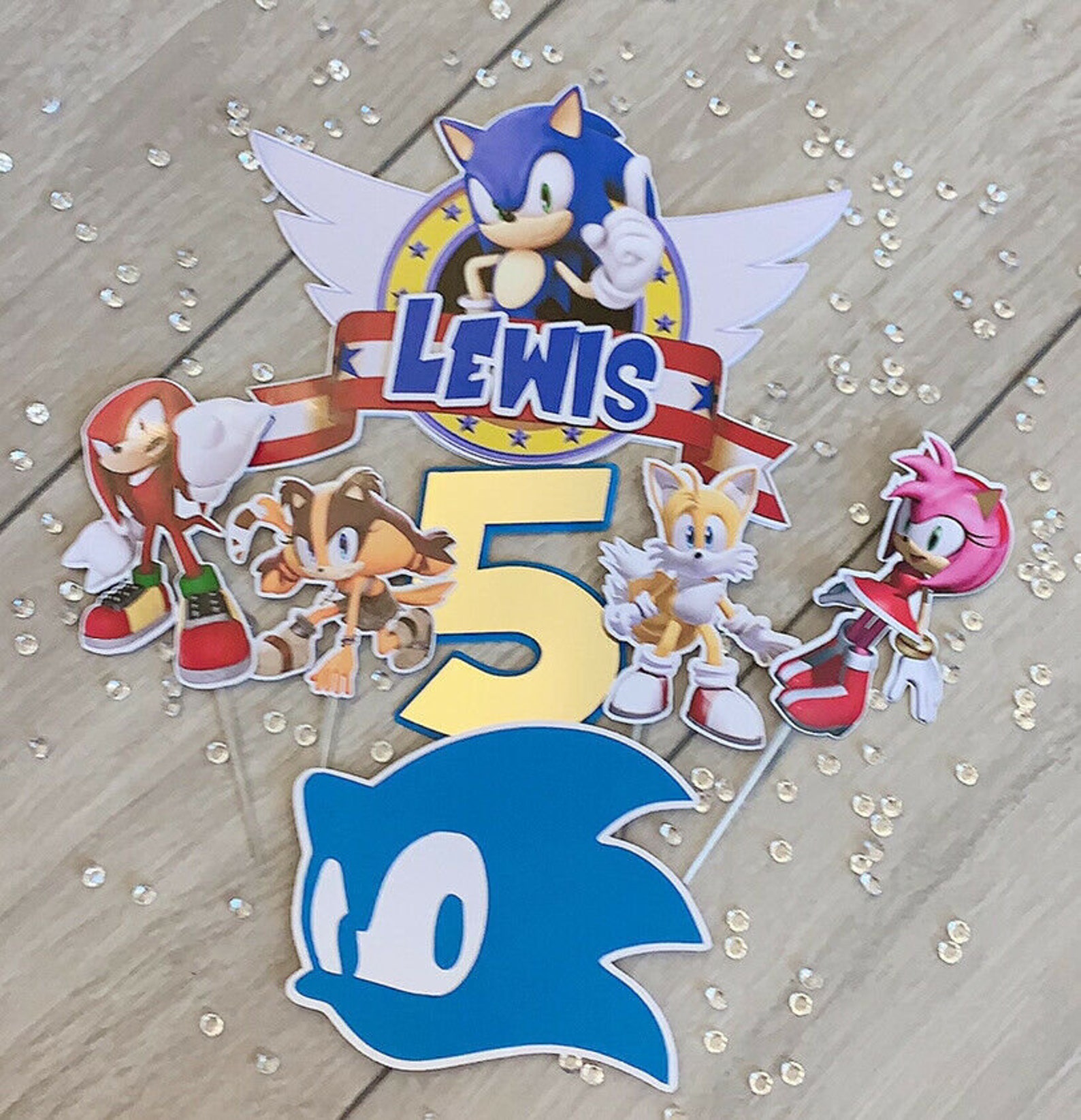 Sonic The Hedgehog Cake Toppers Personalised With Name & Age / | Etsy