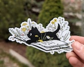 New Cat Colors Added Cat Sticker Black Cat on Books - Etsy