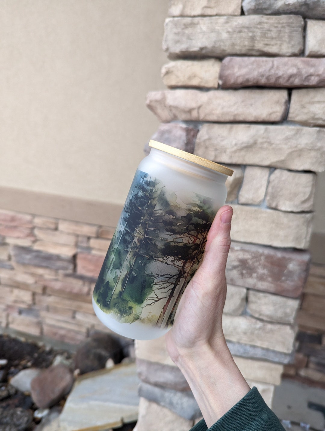 Forest Trees Cup | Spring Glass Cup | Outdoor Woodsy Cup - Etsy
