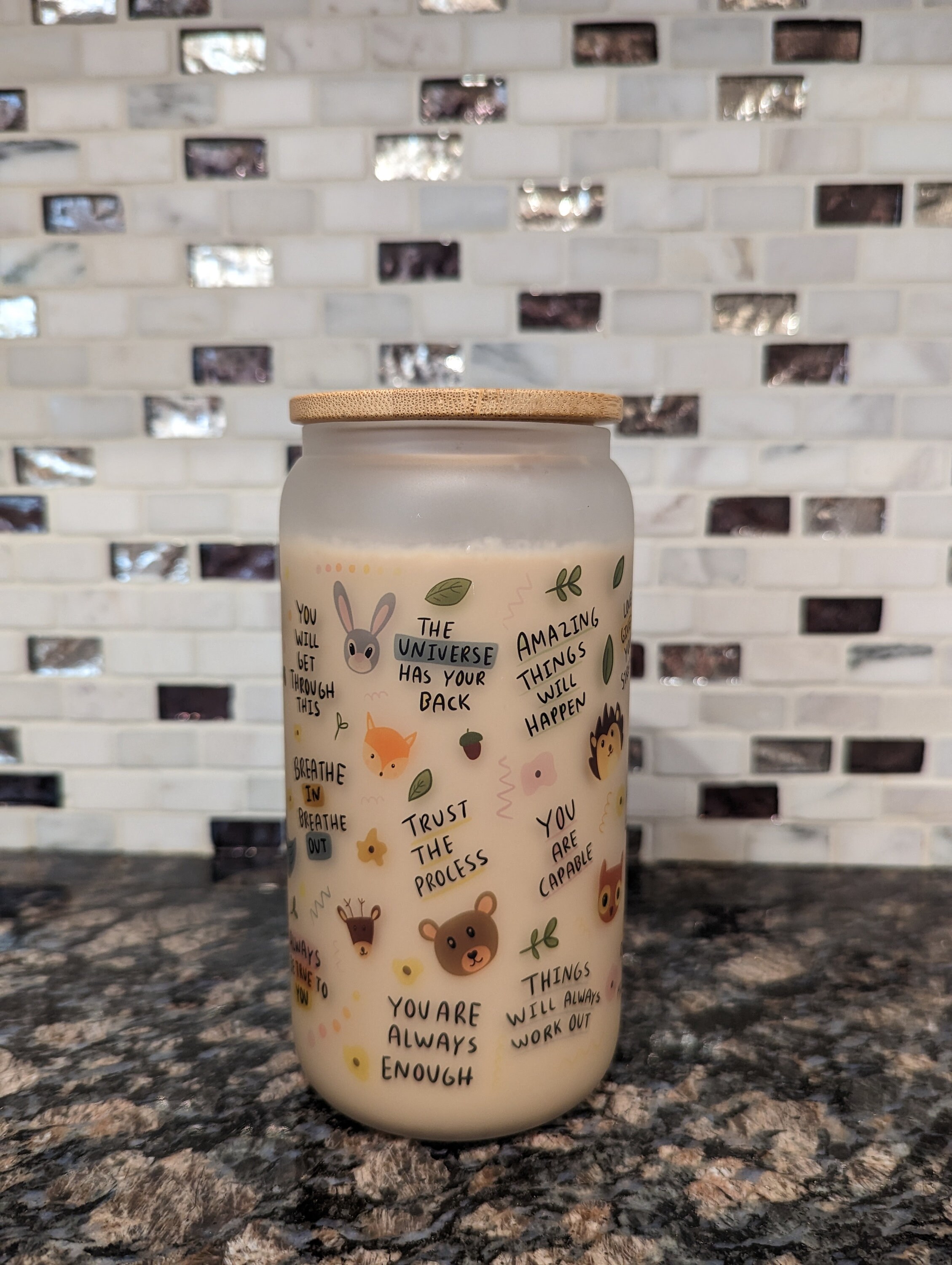 Positive Affirmations Frosted Glass Cup | Iced Coffee Cup | Positive ...