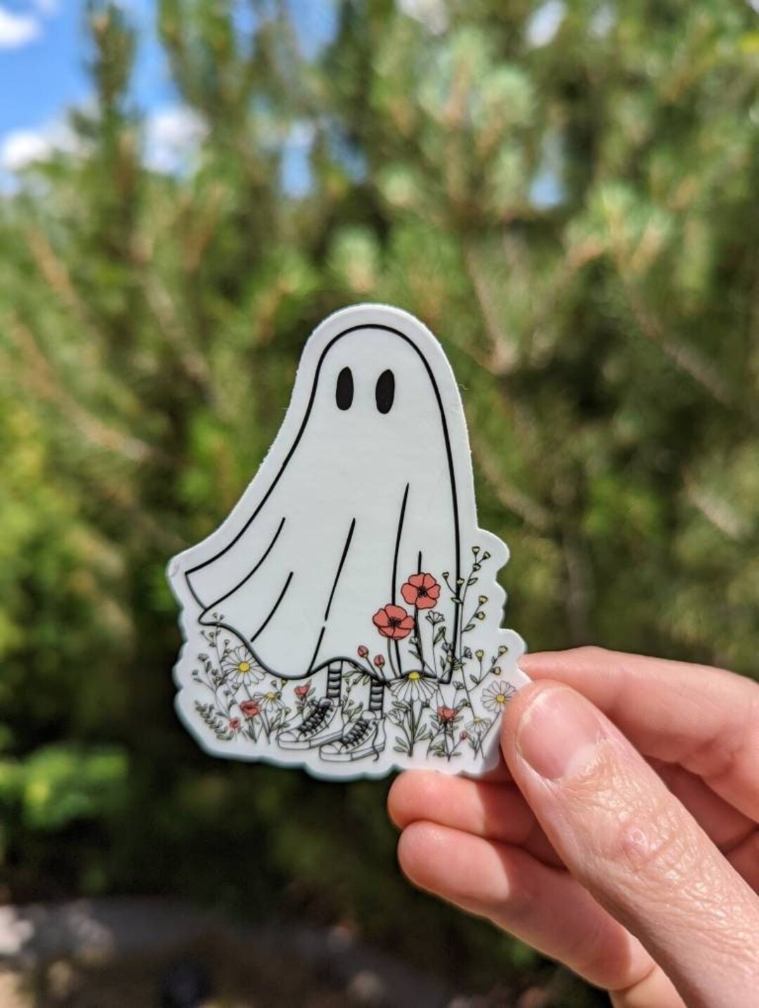 Ghost Sticker | Floral Ghost Sticker | Cute Spooky Halloween Sticker - Etsy