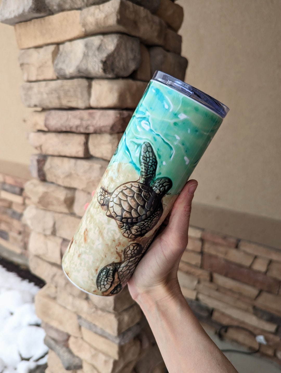 Sea Turtle Tumbler Turtle Cup Beach Travel Mug Beachy - Etsy