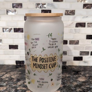Positive Affirmations Frosted Glass Cup | Iced Coffee Cup | Positive ...