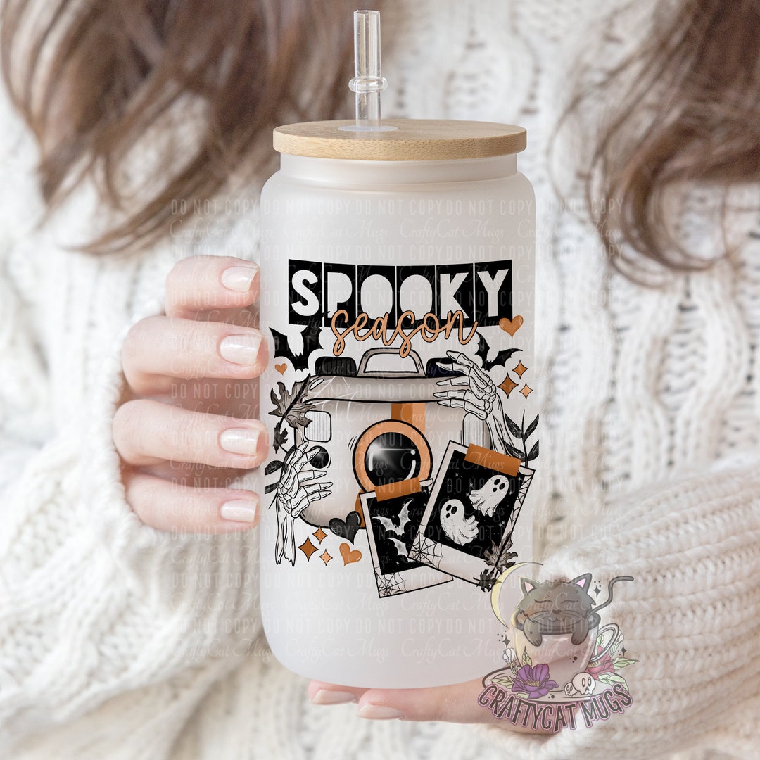 Frosted Glass Can | Spooky Ghost Halloween Glass - Etsy