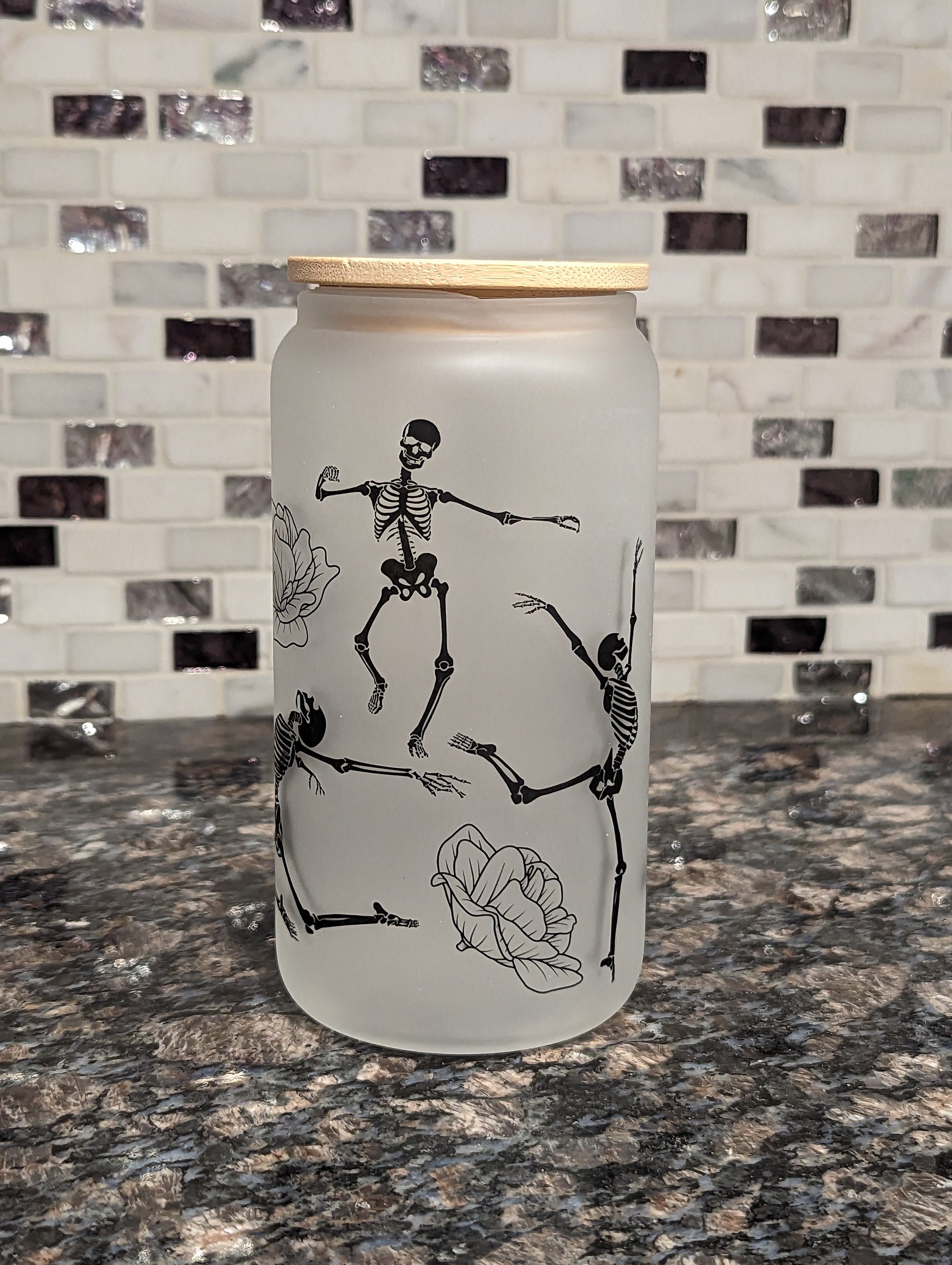 Frosted Glass Can Iced Coffee Cup Skeleton Cup Skull and - Etsy