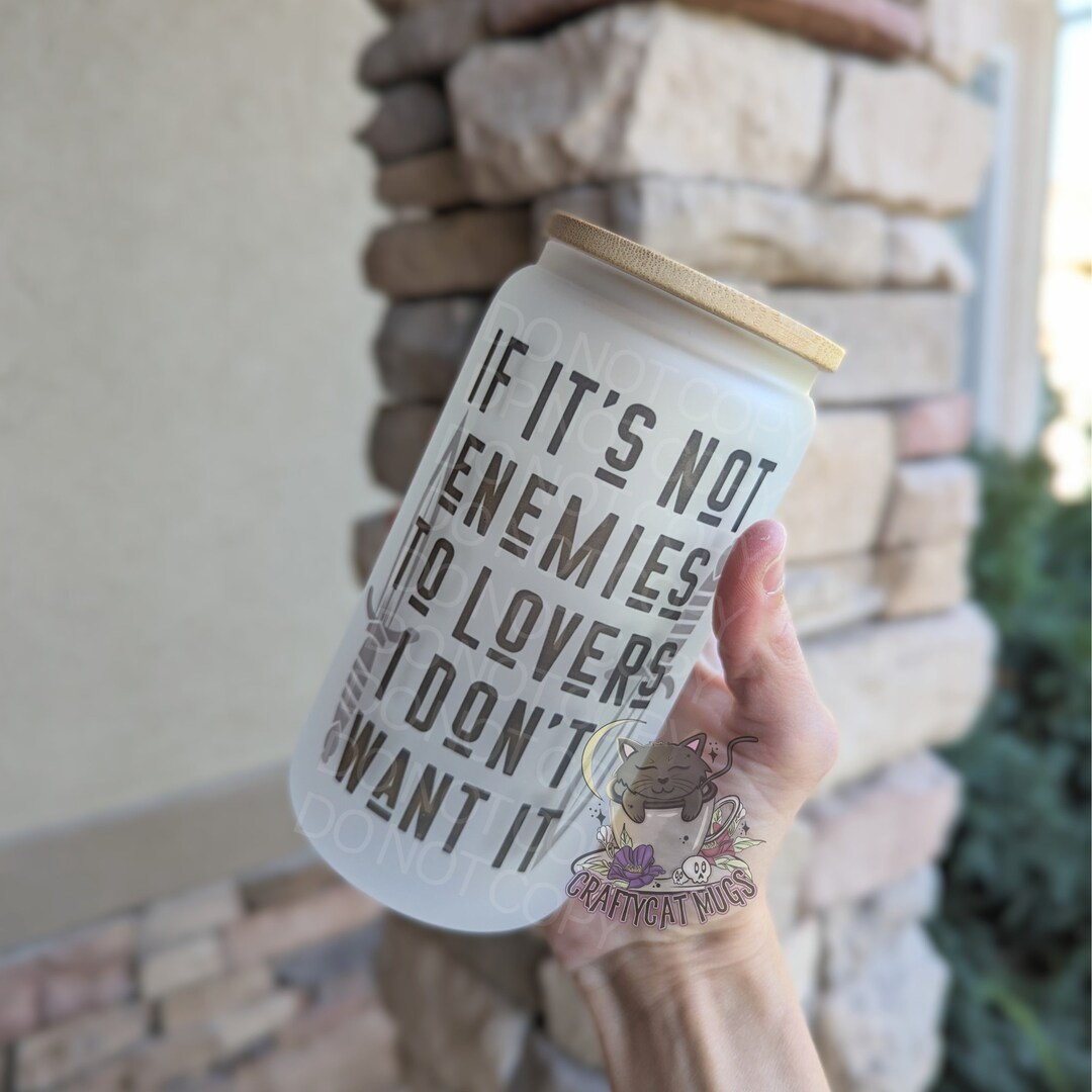 Enemies to Lovers Glass Cup | Iced Coffee Cup | Reader Glass | Dark ...