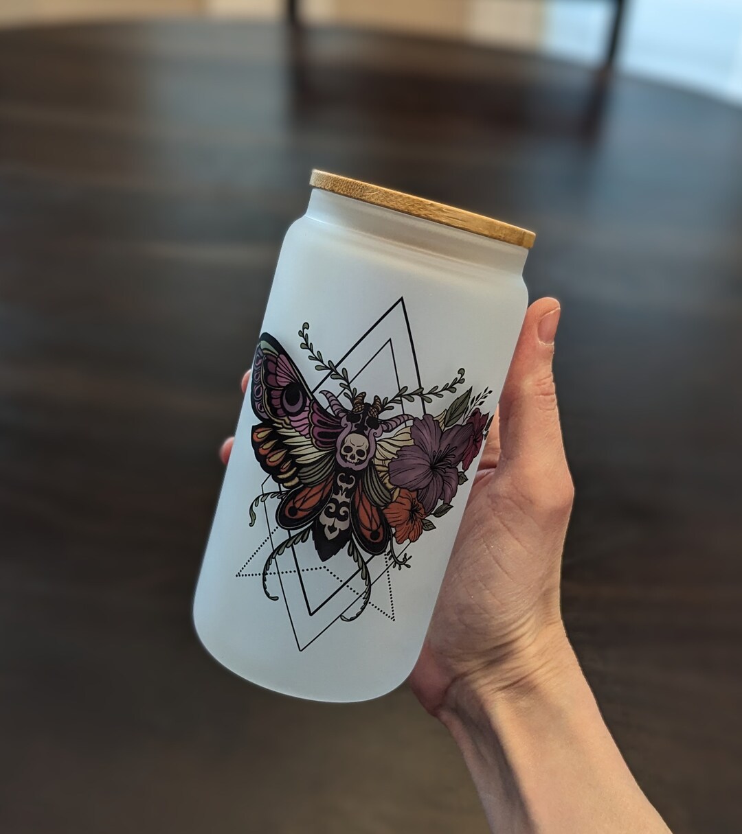 Moth Glass Can Iced Coffee Cup Luna Moth Witchy Gifts - Etsy