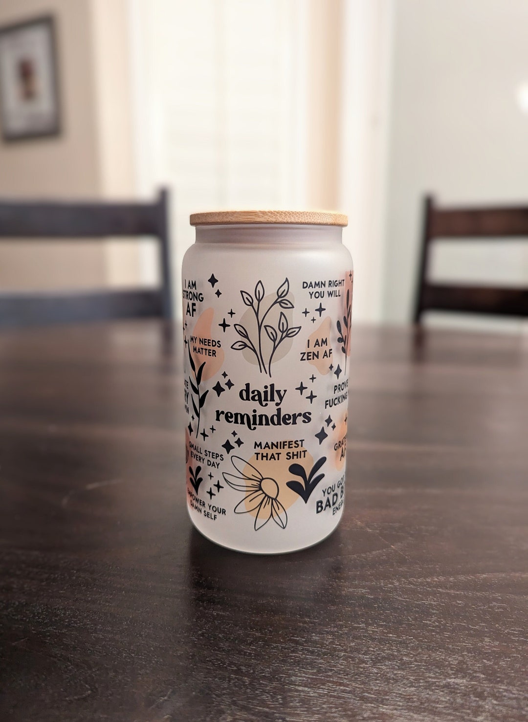 Frosted Glass Cup | Iced Coffee Cup | Daily Reminders Cup With Cuss ...