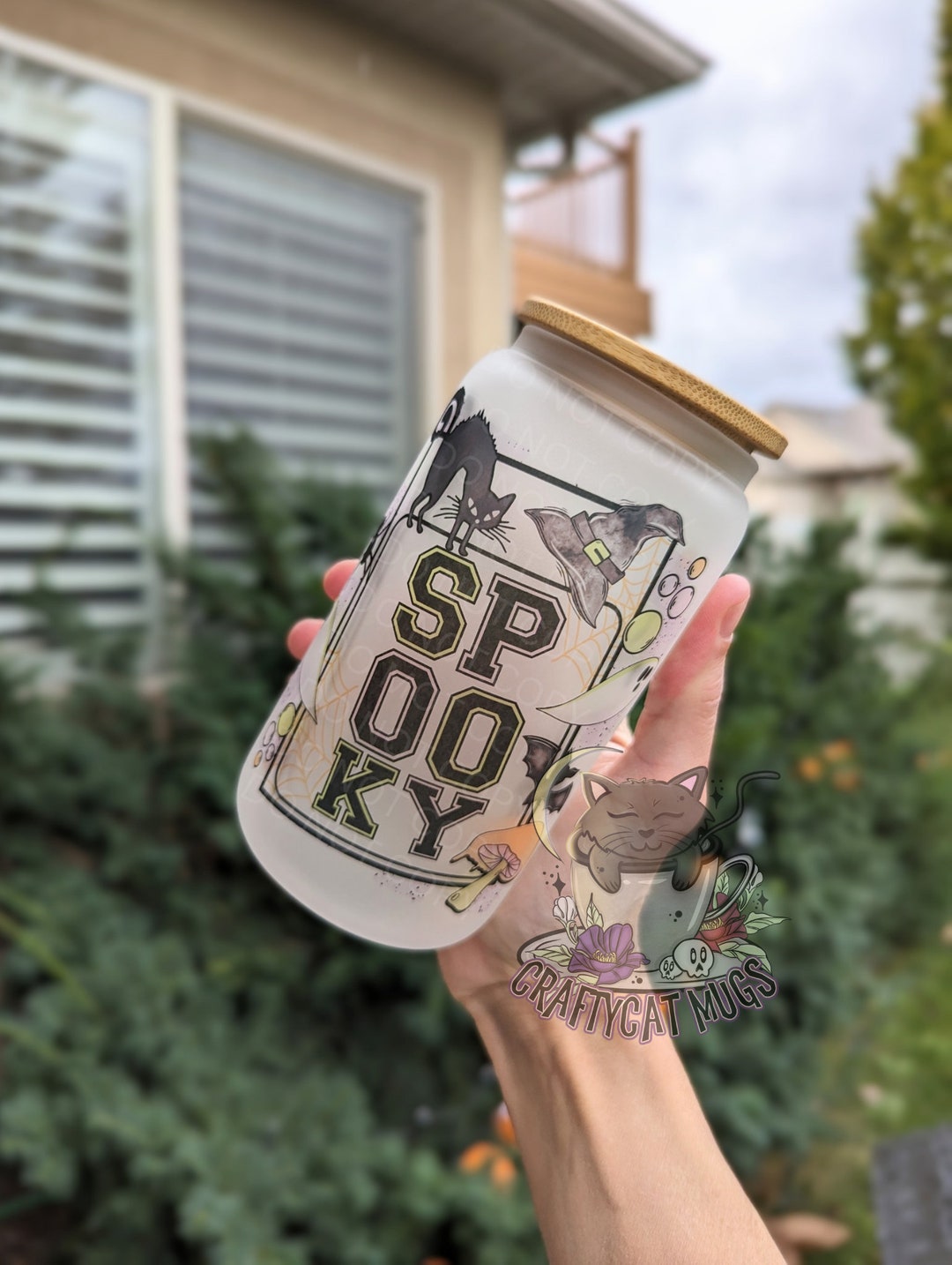 Cute Spooky Glass Cup | Spooky Ghost Cup | Halloween Cup | Black Cat ...