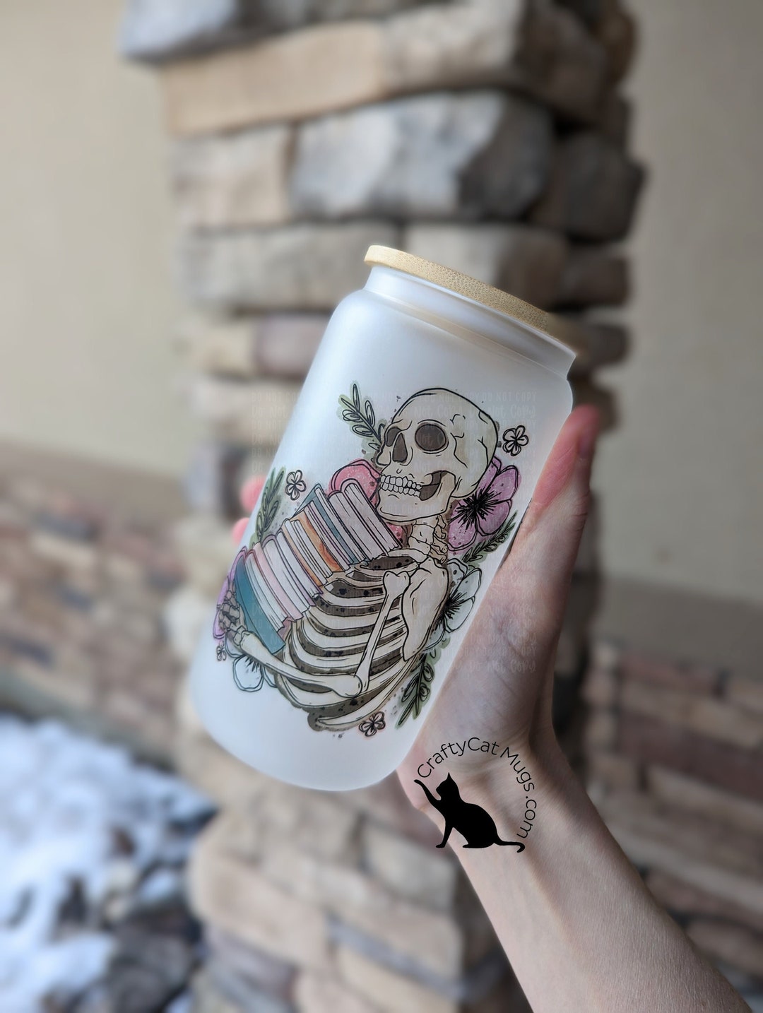 Skeleton Bookish Glass Cup | Book Reader Glass | Skellie Glass - Etsy