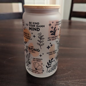 Frosted Glass Cup | Iced Coffee Cup | Daily Reminders Cup With Cuss ...