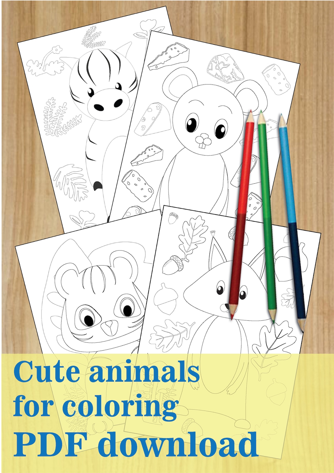 Cute Animals Coloring Book for Kids - Etsy