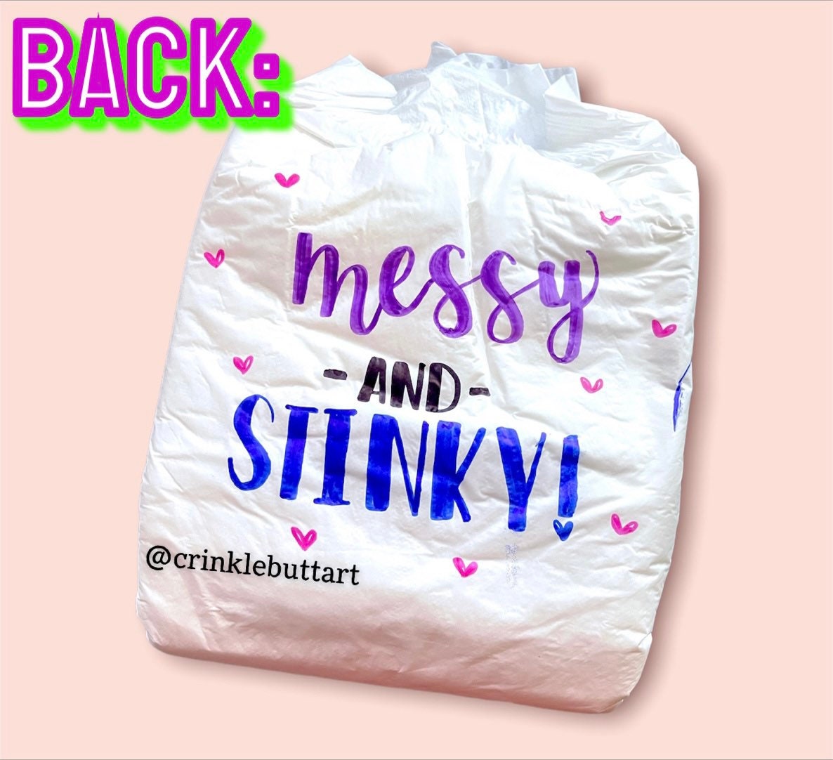 ABDL Adult Baby Diaper, “wet and Squishy & Messy and Stinky " Front and ...