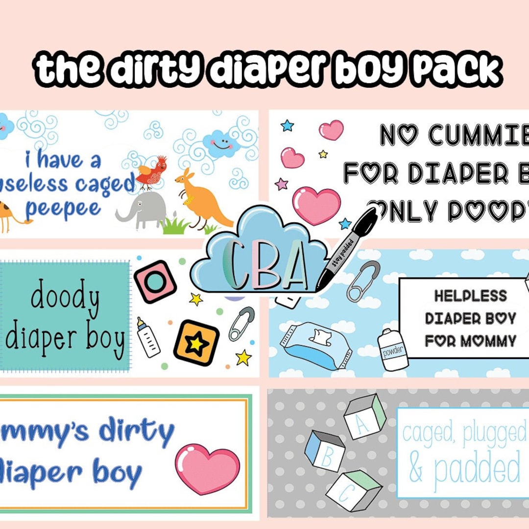 ABDL Diaper Tapes Set of X6, "dirty Diaper Boy Set" - Etsy
