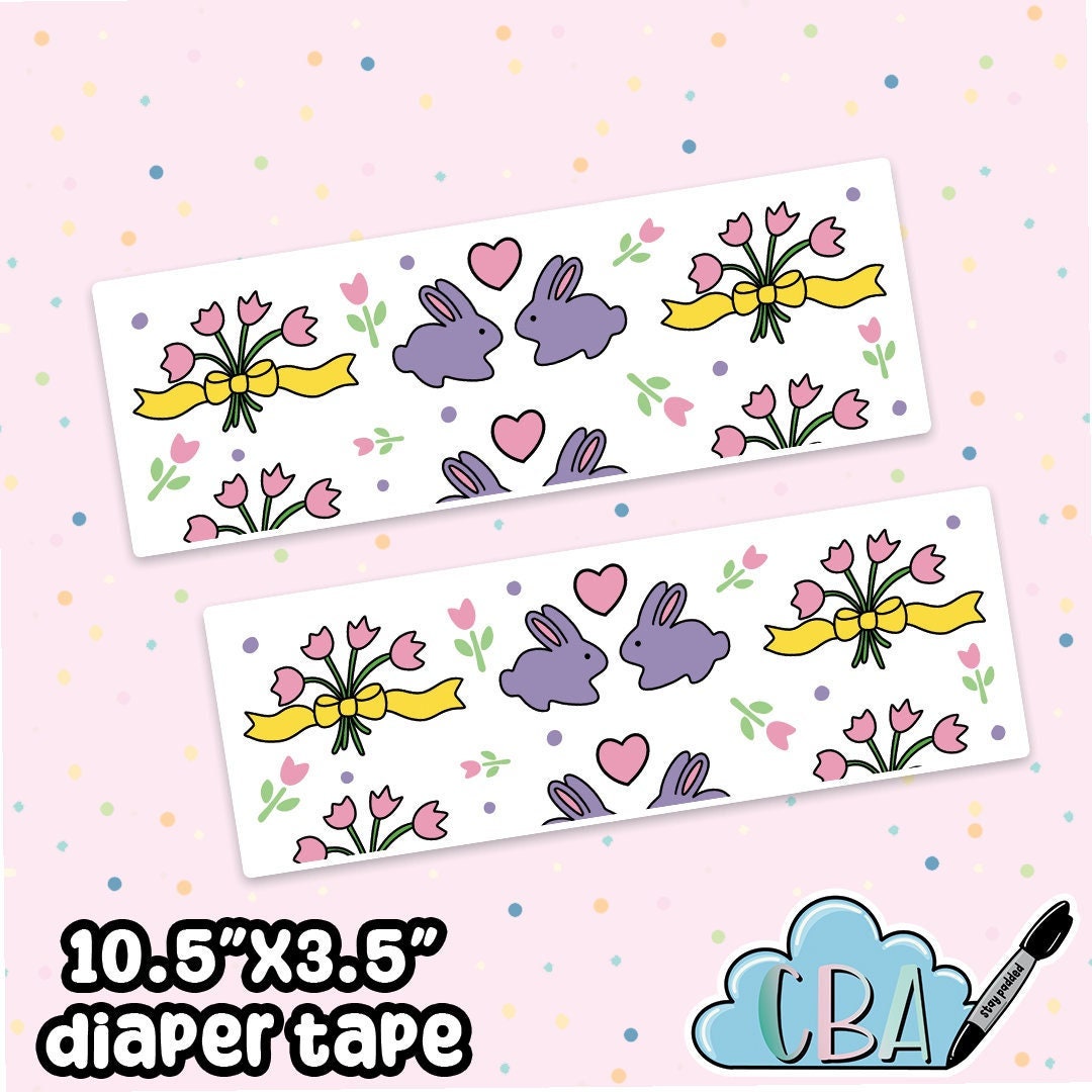 ABDL Clear Premium Diaper Tapes “vintage Bunnies & Tulips” - Etsy
