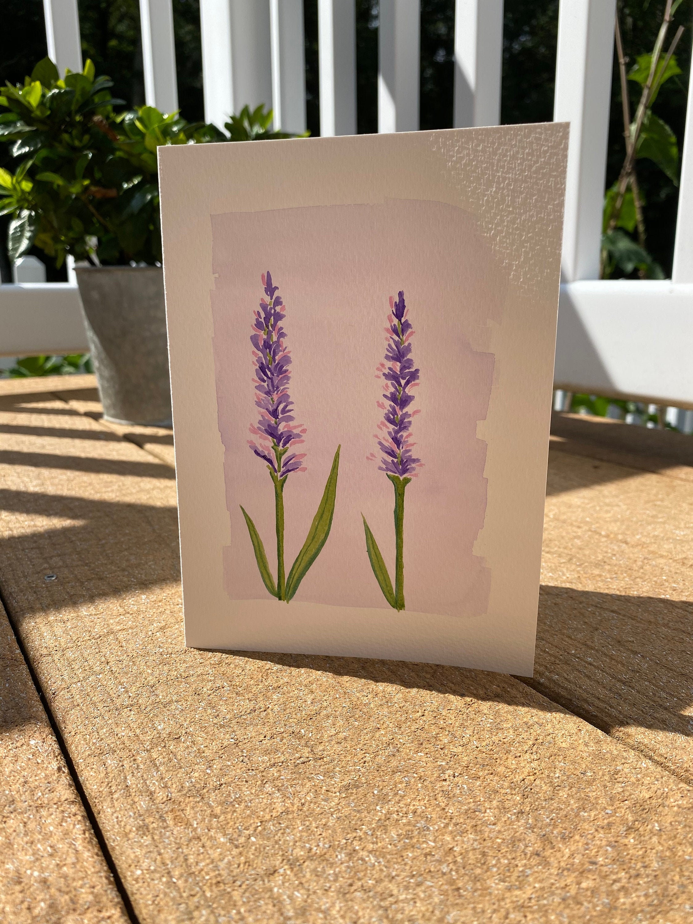 Watercolor Lavender Flower Card - Etsy