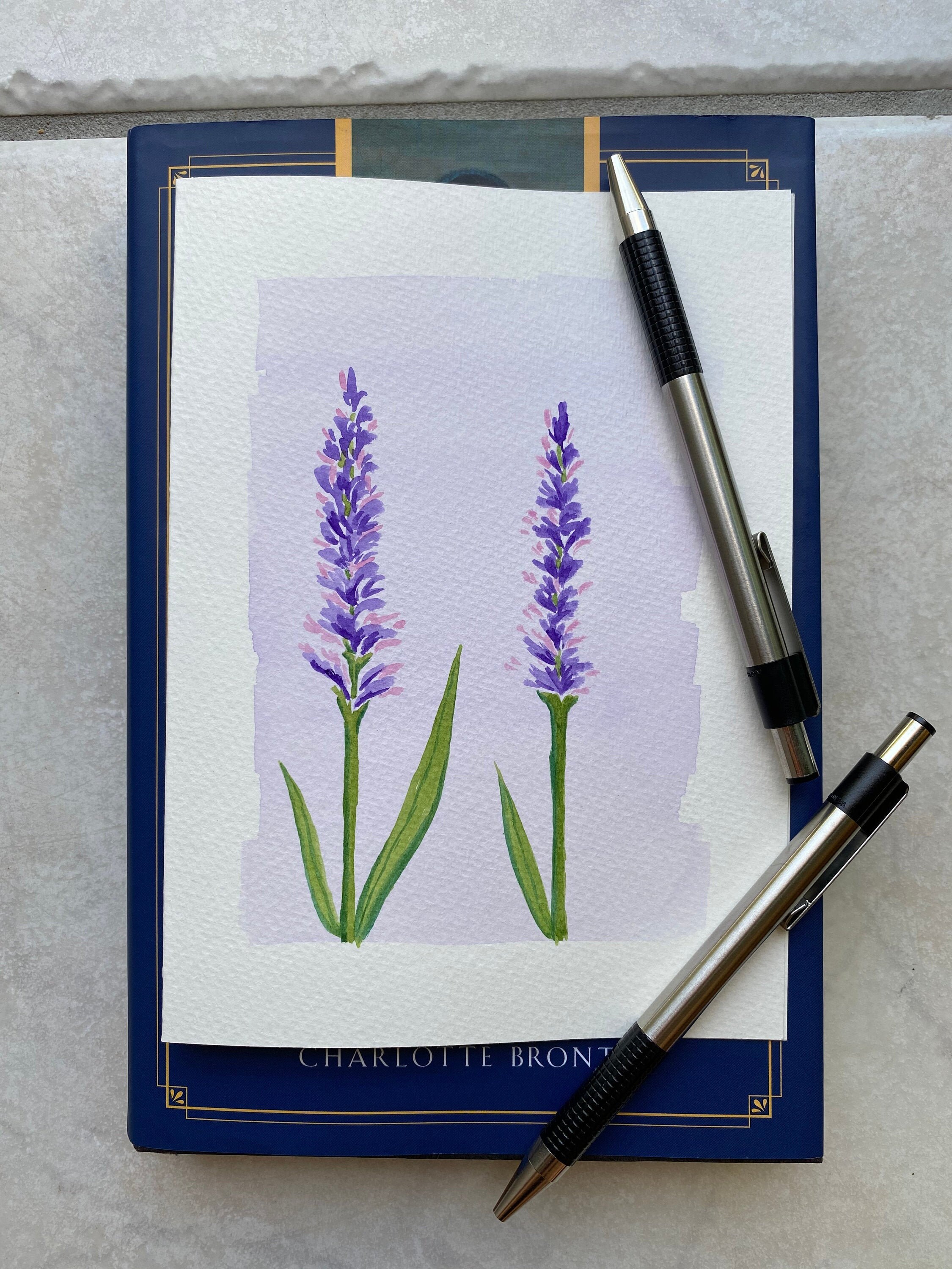 Watercolor Lavender Flower Card - Etsy
