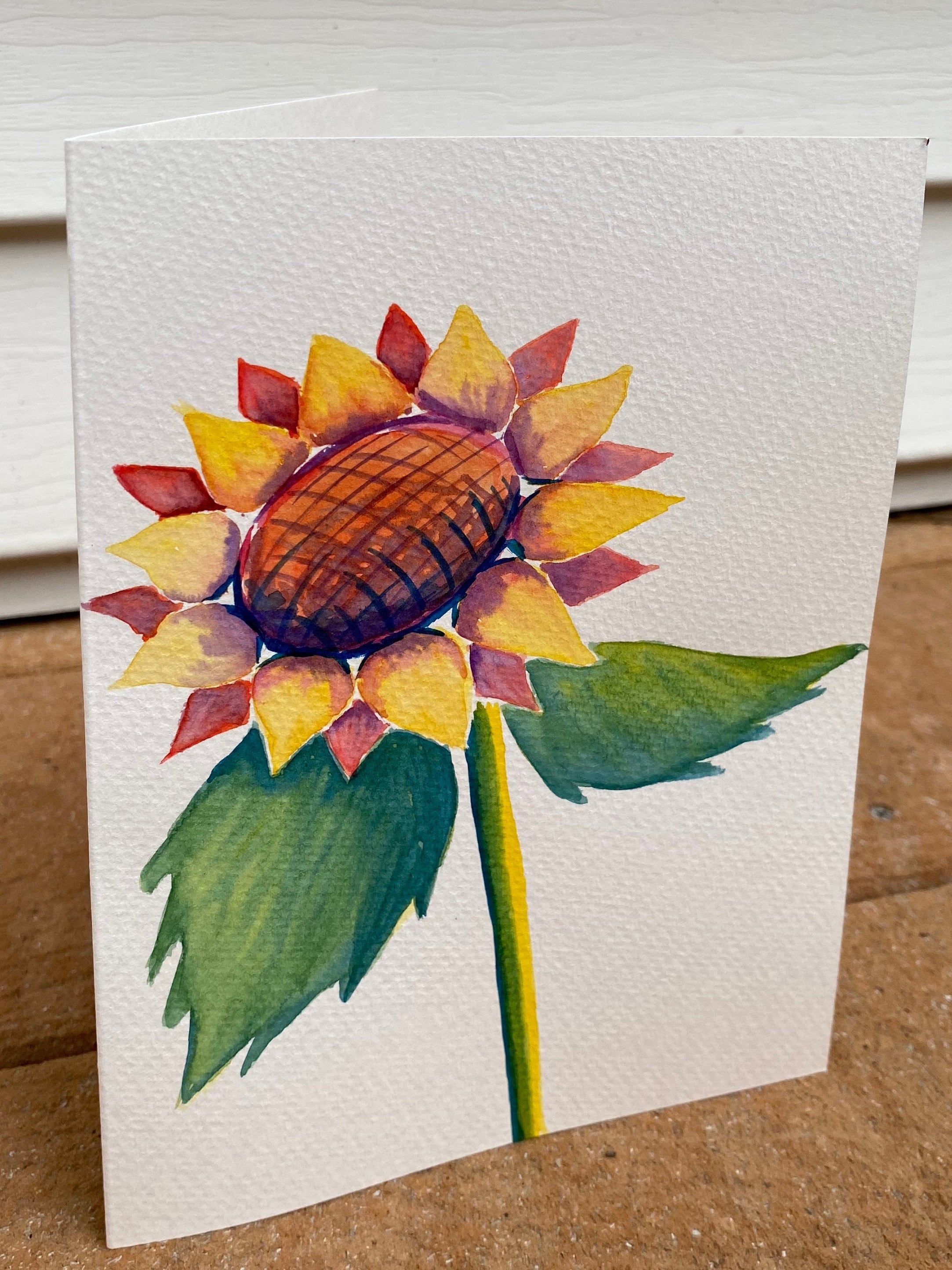 Sunflower Watercolor Card - Etsy