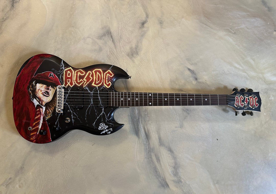 AC/DC Hand Painted Guitar - Etsy