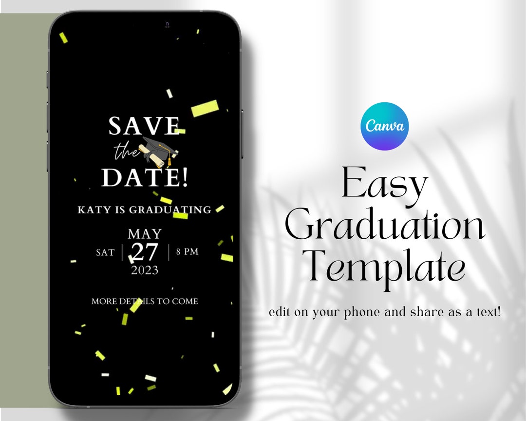 Graduation Save the Date Template for Texts, Canva Template, Save the Date Text Message ...