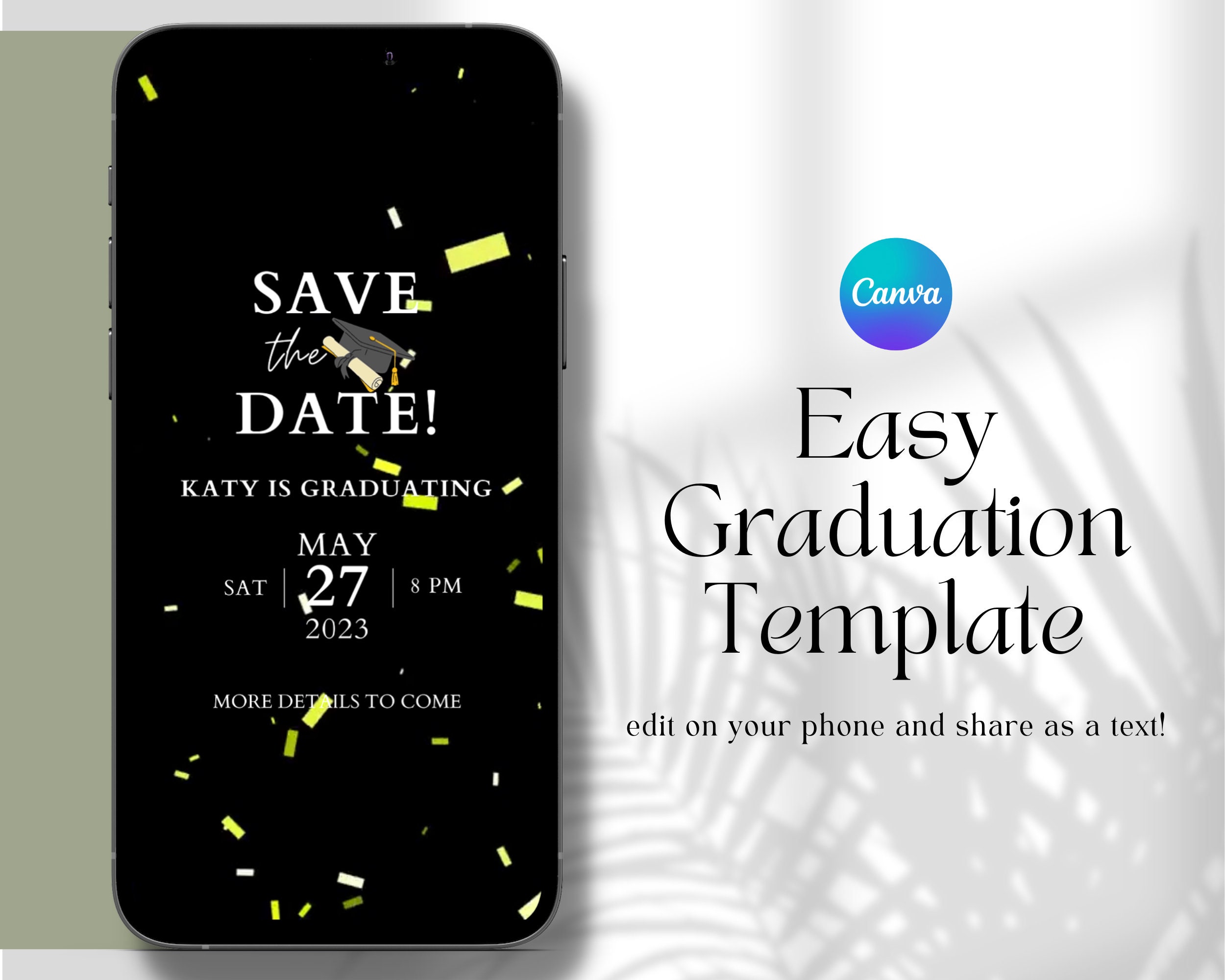 Graduation Save the Date Template for Texts, Canva Template, Save the ...
