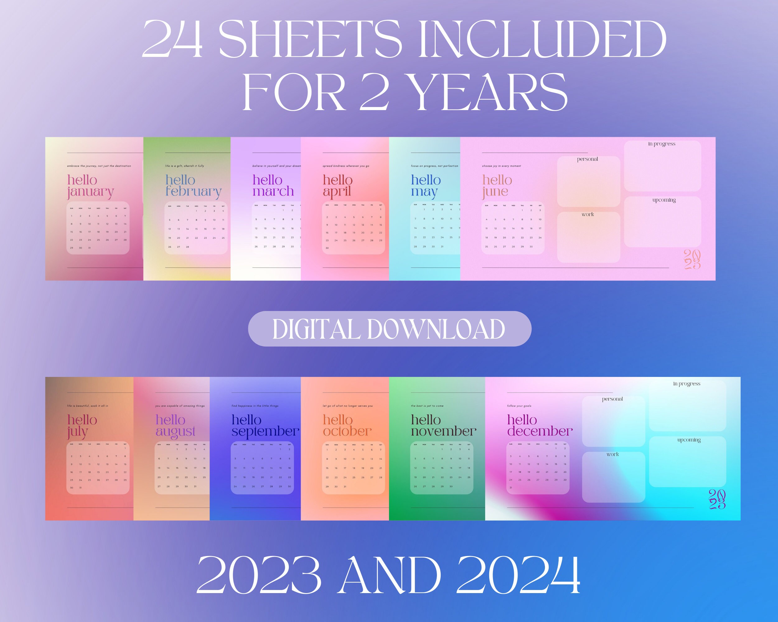 2023-2024 Bundle of 24 Gradient Aura Aesthetic & Trendy Wallpaper ...