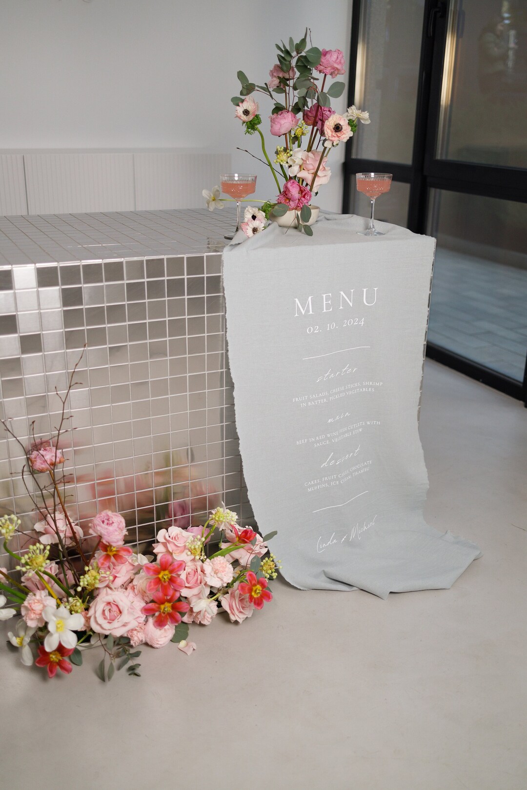 Wedding Sign Linen Banner, Bar Drink Menu, Cotton Wedding Banner ...