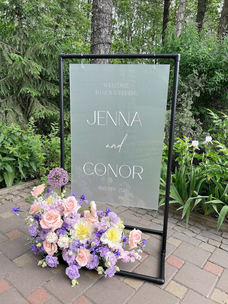 Personalized Wedding Decor, Floor Sign Holder, Wedding Welcome Frame ...