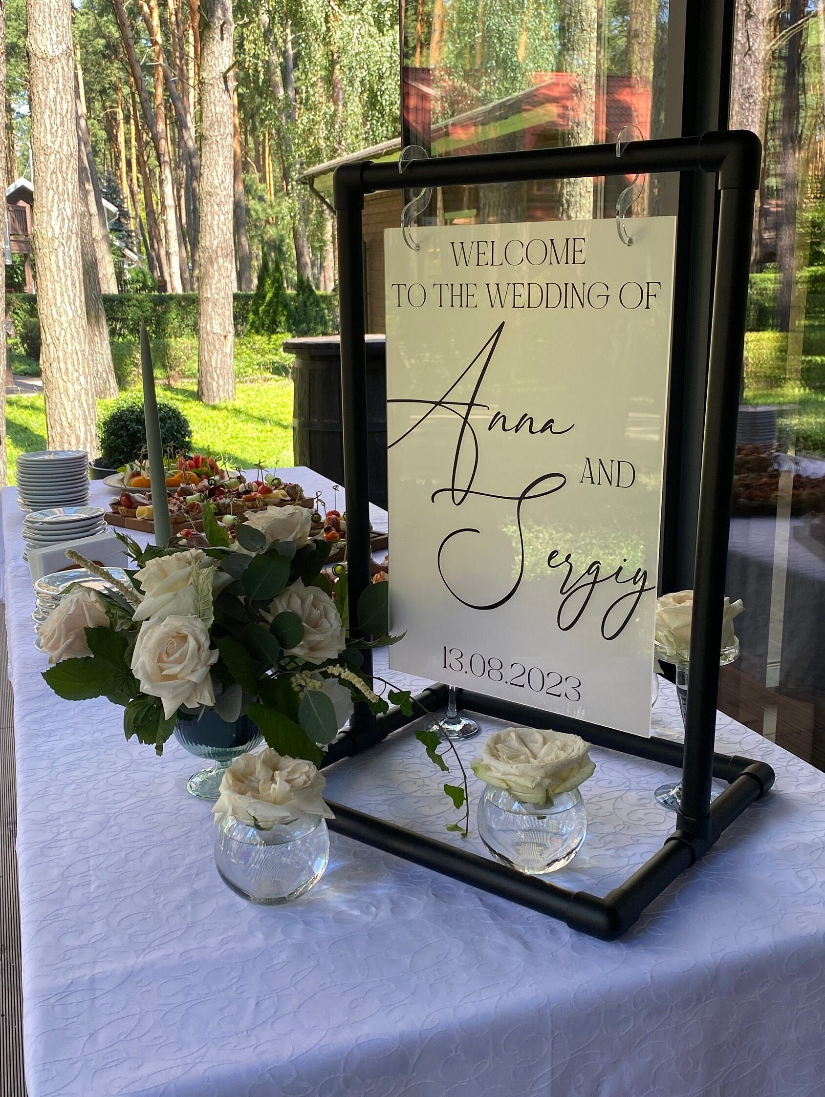 Table Top Wedding Welcome Stand, Wedding Stand Menu, Wedding Black Sign ...